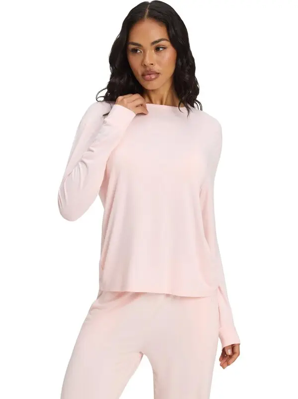 Cozy Earth Bamboo Stretch-knit Long Sleeve Lounge T-shirt - Blossom
