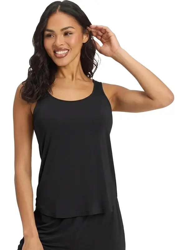 Cozy Earth Bamboo Stretch-knit Lounge Tank Top - Black