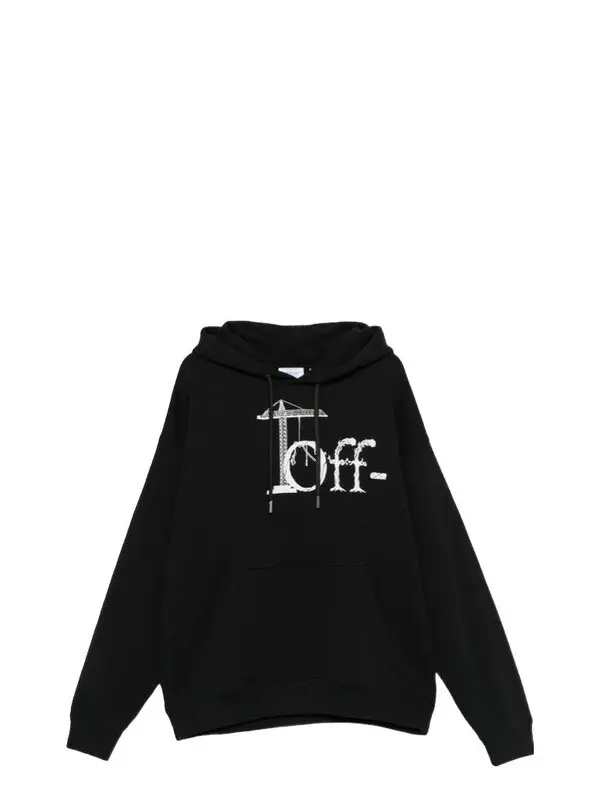 Off-White Drawstring Hooded Sweatshirt - Black