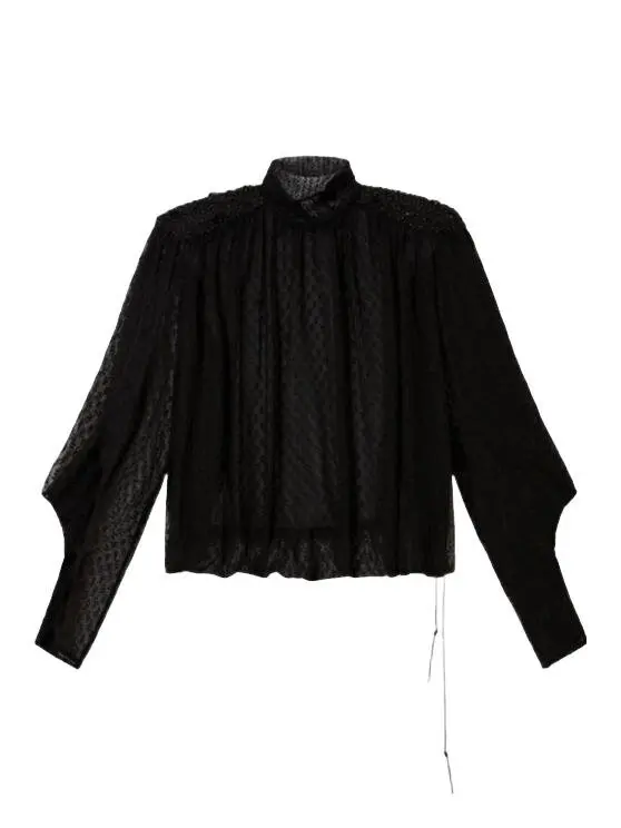 Isabel Marant Étoile Oeste Lace High Neck Top - Black