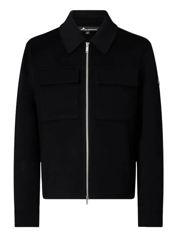 Moose Knuckles Logo-patch Buttoned Jacket - Black