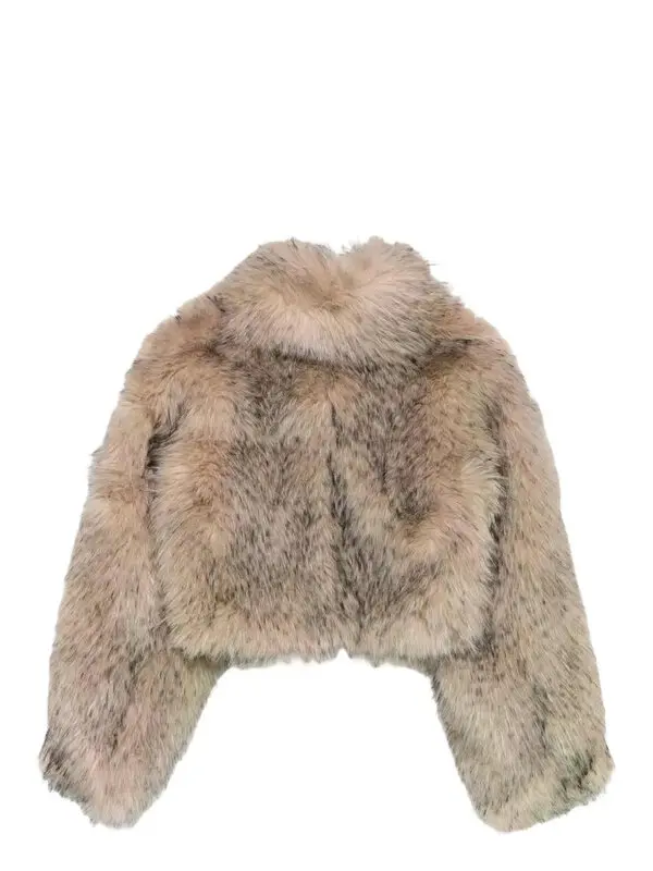 ROTATE BY BIRGER CHRISTENSEN Faux-fur Cropped Jacket - Neutrals