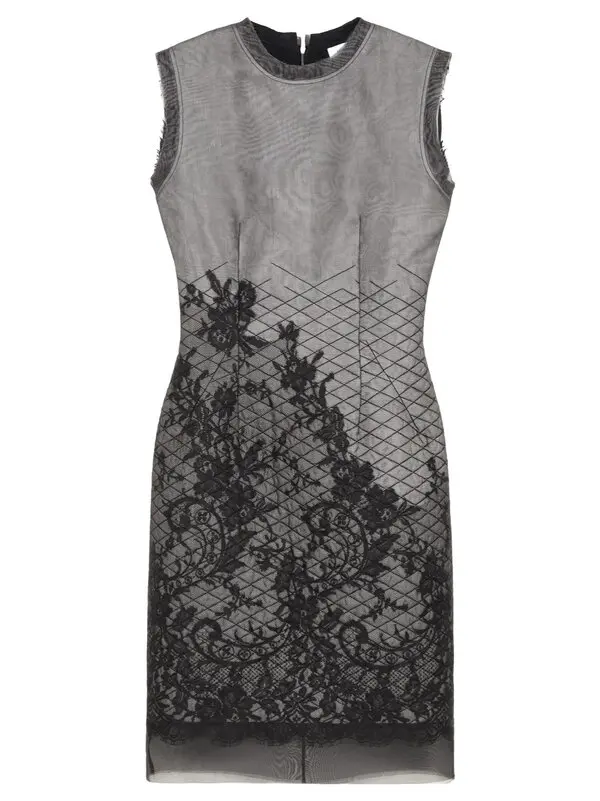 Alexander McQueen Floral Lace Shift Dress - Black