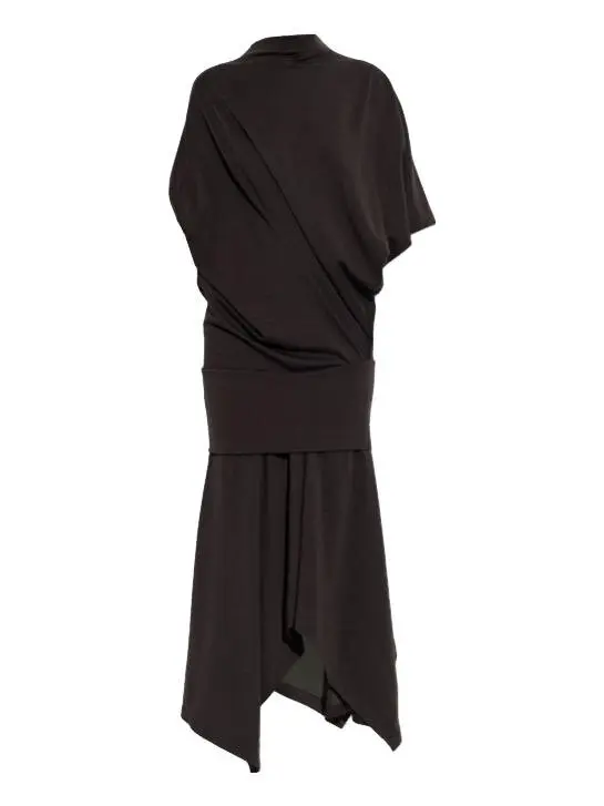 LEMAIRE Twisted Asymmetrical Midi Dress - Black