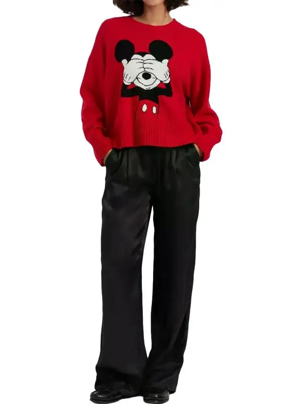 Chinti & Parker Mickey Mouse Intarsia-knit Sweater - Red