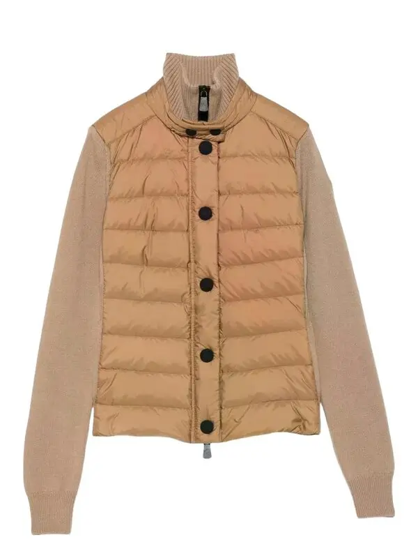 Moncler Quilted-panel High-neck Jacket - Neutrals