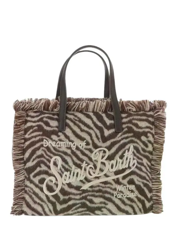 MC2 SAINT BARTH Colette Animal-print Fringed Tote Bag - Brown