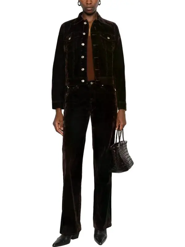 7 For All Mankind Velvet-effect Straight-leg Trousers - Brown