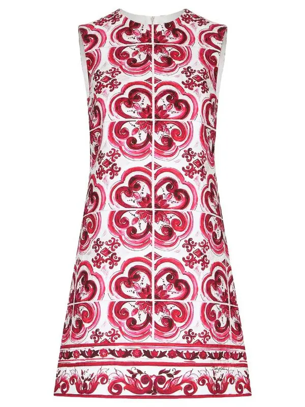 Dolce & Gabbana Majolica-print Stretch-silk Minidress - Red