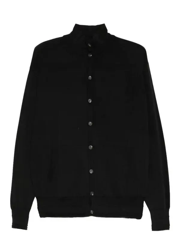 DEVOA High-neck Ribbed-trim Cardigan - Black