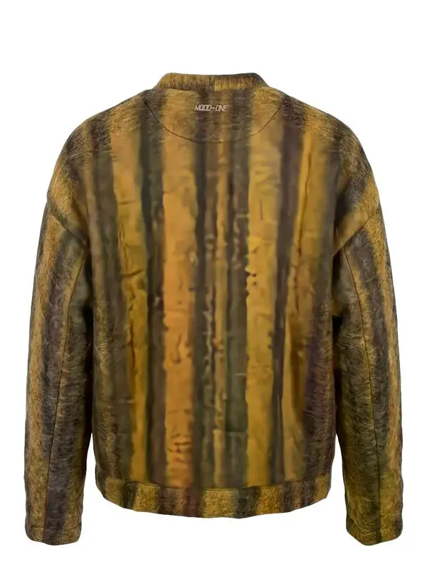 MOOD-ONE Striped Brushed-finish Cardigan - Brown
