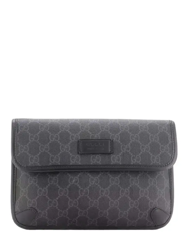 Gucci Web Flap Gg Coated Canvas Belt Bag - Black