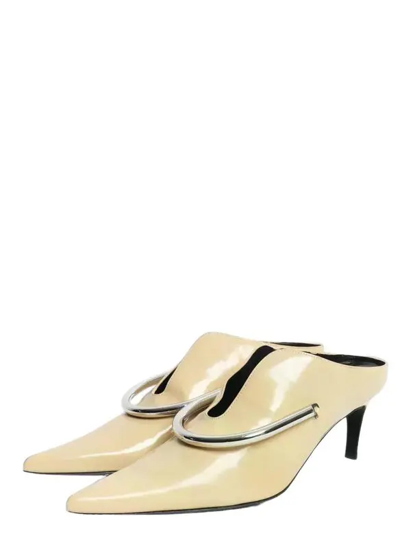 JIL SANDER Leather Metal-detail Mules - Yellow