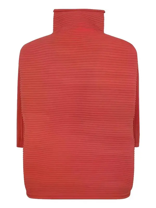 Issey Miyake Pleated High-neck Top - Red