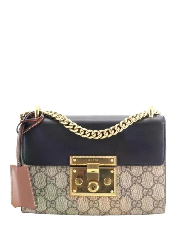 Gucci Padlock Shoulder Bag Gg Coated Canvas And Leather Small Crossbody Bag - Black