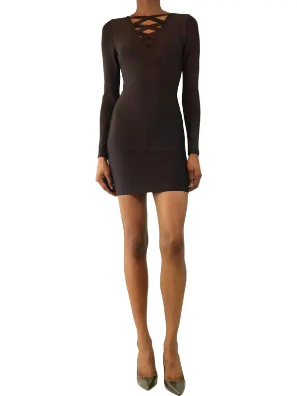 Herve Leger Criss-cross Front Midi Dress - Brown