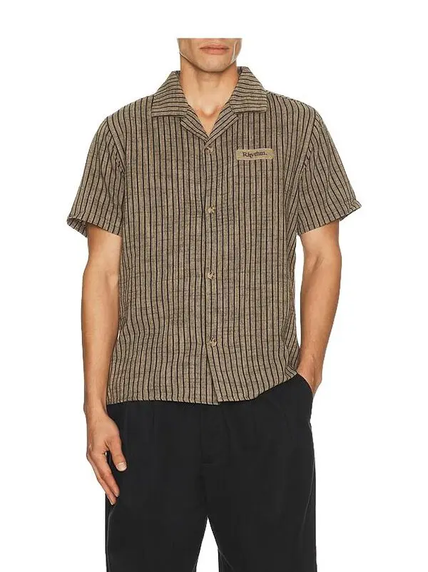 RHYTHM Texture Stripe Shirt In Cream - Natural