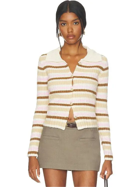 ZEMETA Pink Maple Stripe Knit Cardigan - Multi