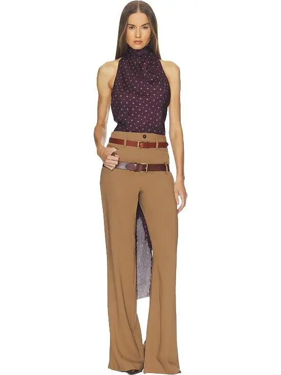 HELSA Natasha Halter In Tie Print In Wine - Plum Multi