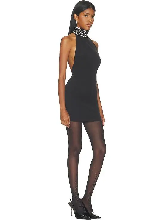 MORE TO COME Esmeralda Halter Mini Dress - Black
