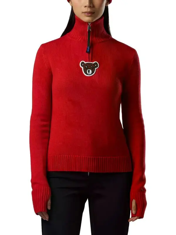 Rossignol Jcc Teddy-patch Half-zip Sweater - Red