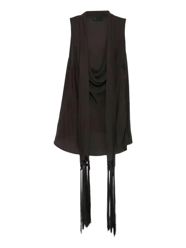 Liu Jo Fringe-trim Cowl-neck Blouse - Black