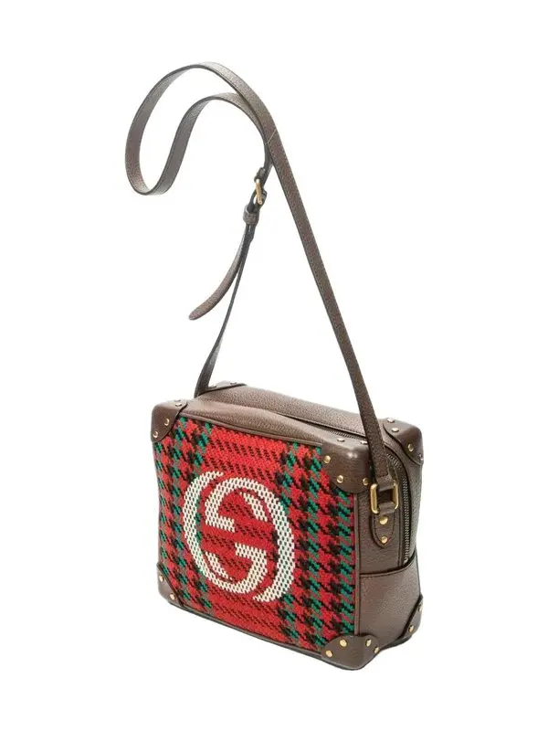 Gucci Houndstooth Gg Shoulder Bag - Brown