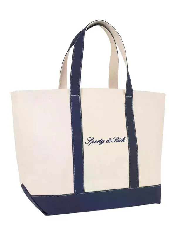 Sporty & Rich Medium Signature Logo Tote Bag - Neutrals