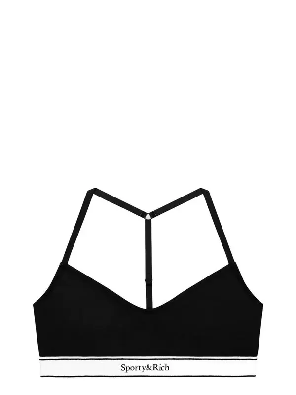 Sporty & Rich Serif Logo Sports Bra - Black