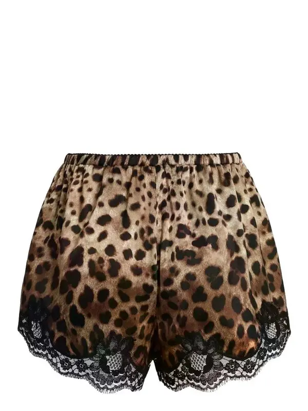 Dolce & Gabbana Leo-print Satin Shorts - Brown