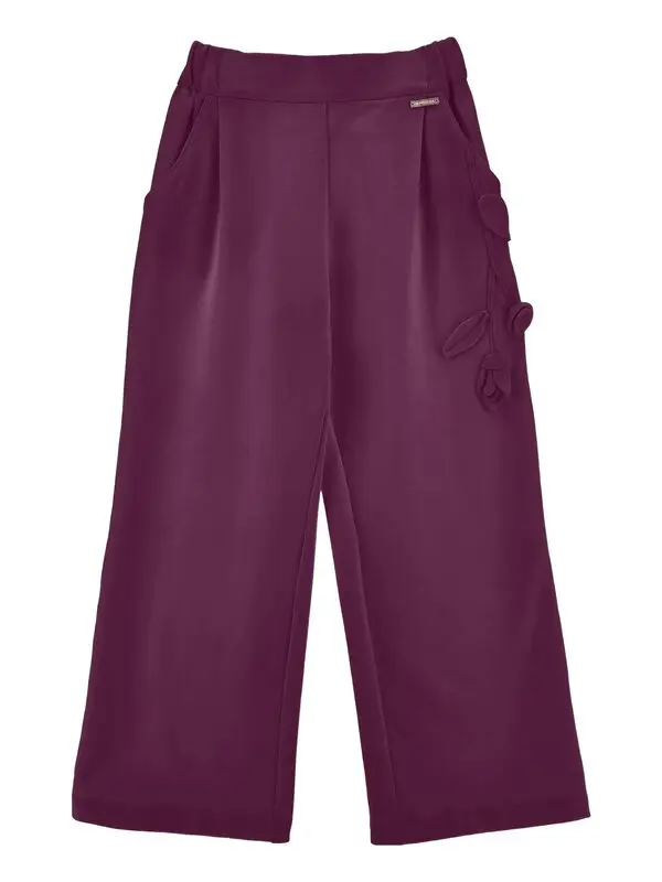 Monnalisa Floral-appliqué Wide-leg Trousers - Red