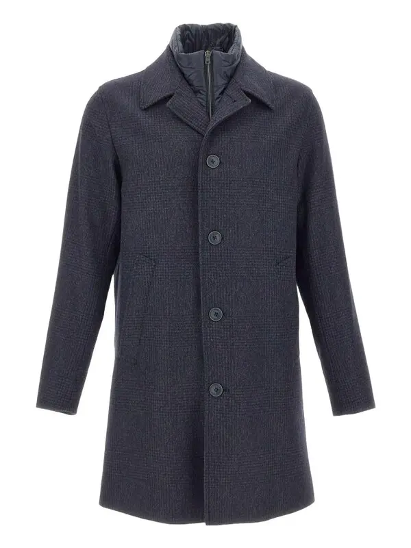 Herno Checked Bib-insert Coat - Blue