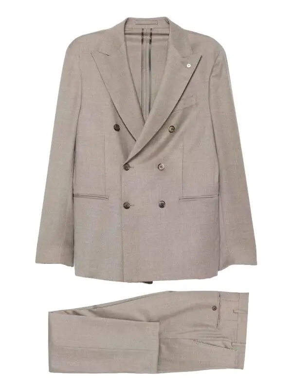 LUIGI BIANCHI MANTOVA Double-breasted Suit - Neutrals