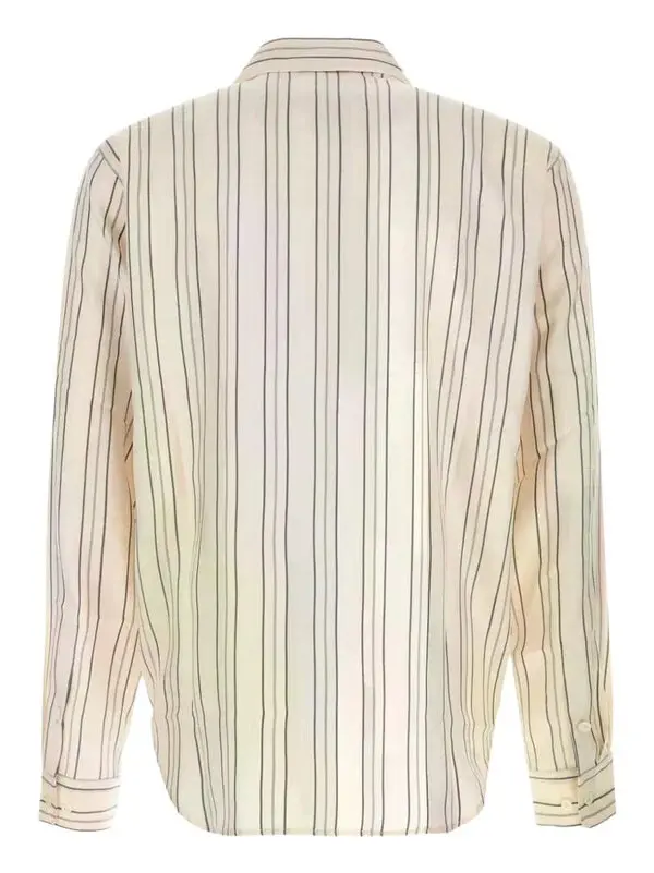UMIT BENAN Franco Striped Silk Shirt - Neutrals