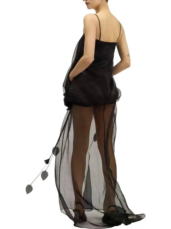 Giuseppe Di Morabito Sheer-panelled Floral-embellished Maxi Dress - Black