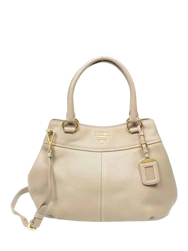 Prada Vitello Daino Leather Tote Bag - Neutrals
