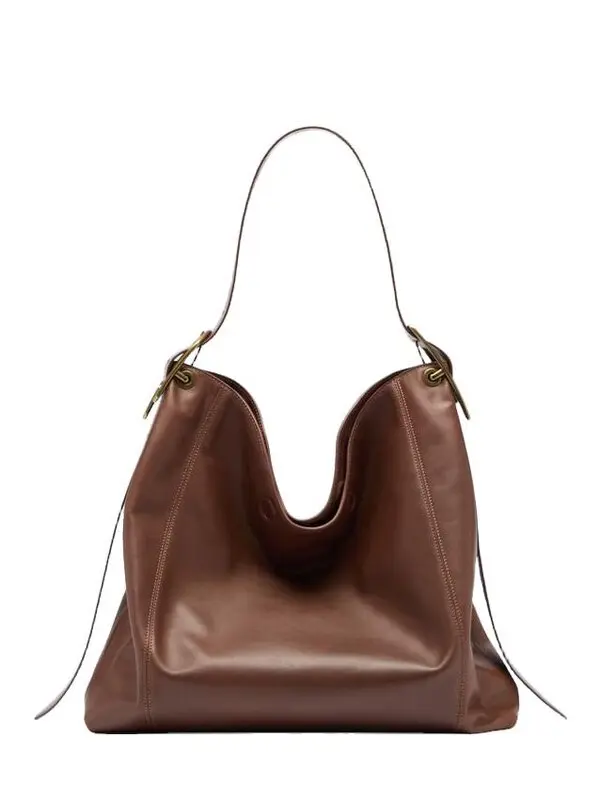 DIESEL® D-line-hobo Bag In Leather - Brown