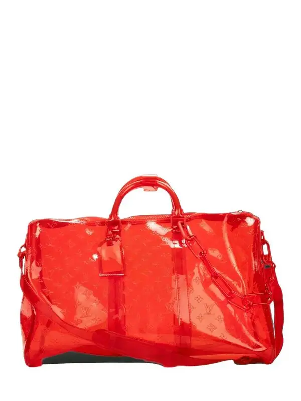 LOUIS VUITTON X Virgil Abloh Keepall Bandoulière Monogram Tote Bag - Red