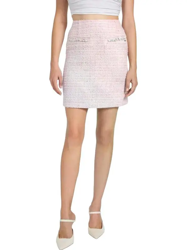 Guess Wool-blend Tweed Skirt - Pink