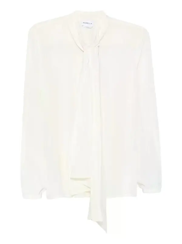 Marella Bow-detail Silk Shirt - White