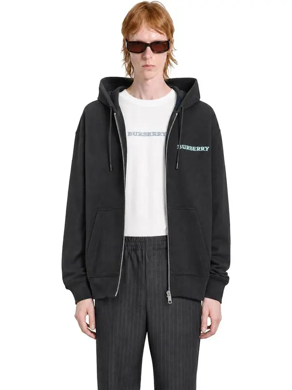 Burberry Heritage Logo Zip Hoodie - Black
