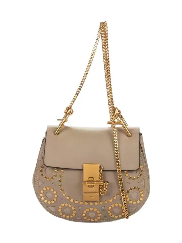 Chloé Mini Drew Studded Shoulder Bag - Grey