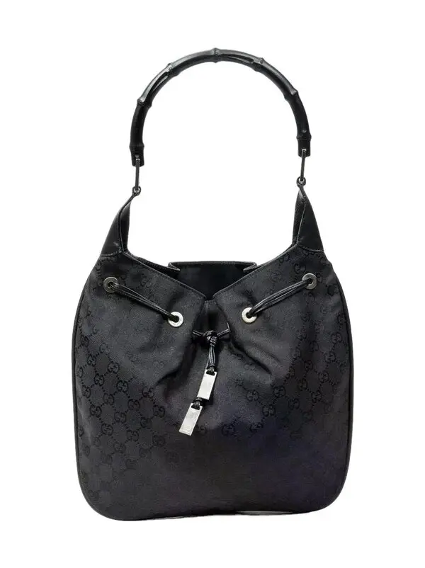 Gucci Bamboo Drawstring Tote Bag - Black