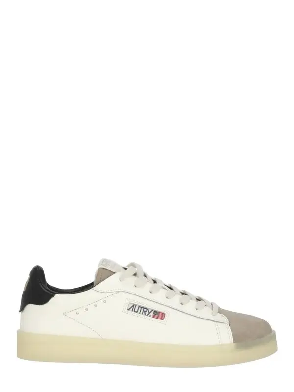 AUTRY Dallas Low Bi Calfskin Sneakers With Padded Ankle - Ivory