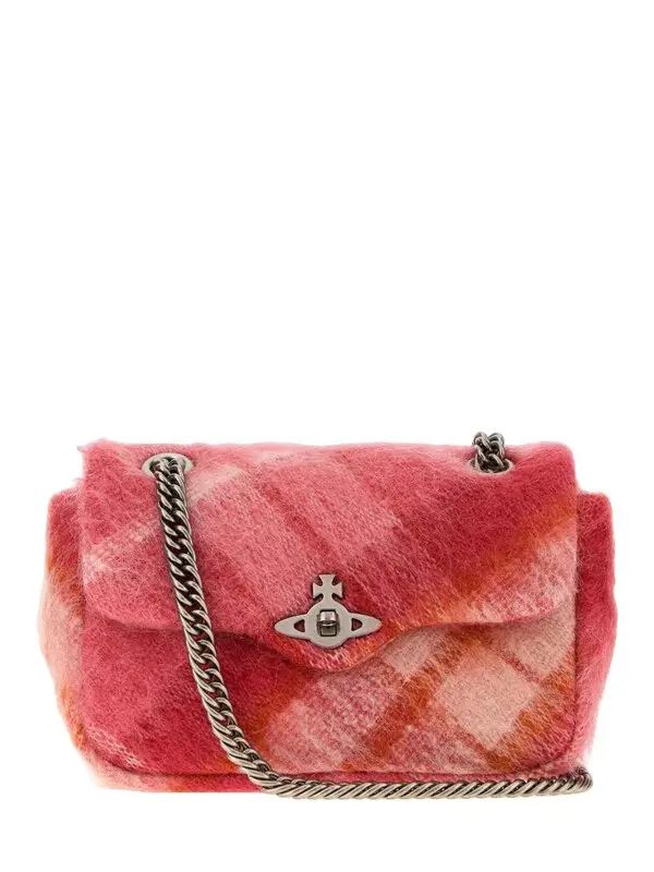 VIVIENNE WESTWOOD Anita Check Wool And Mohair Mini Shoulder Bag - Pink