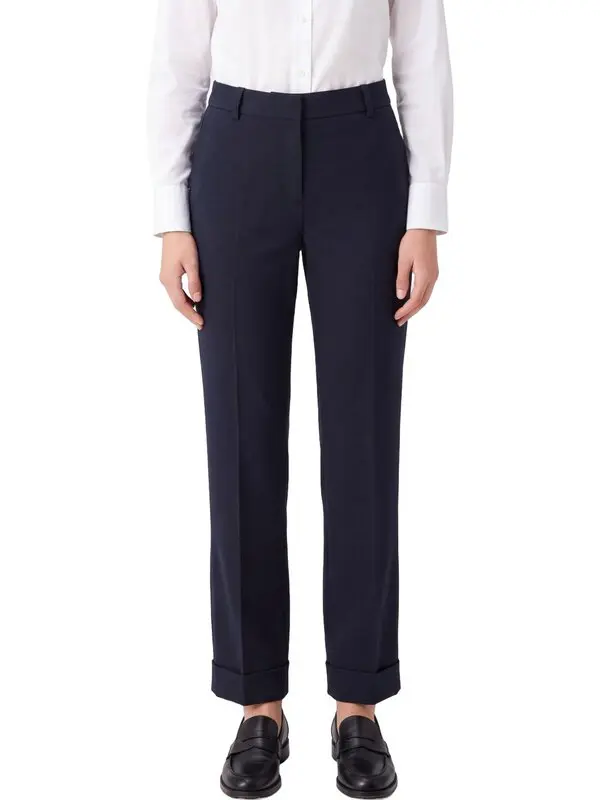 Alberto Biani Mid-rise Straight-leg Stretch Virgin Wool Trousers - Blue