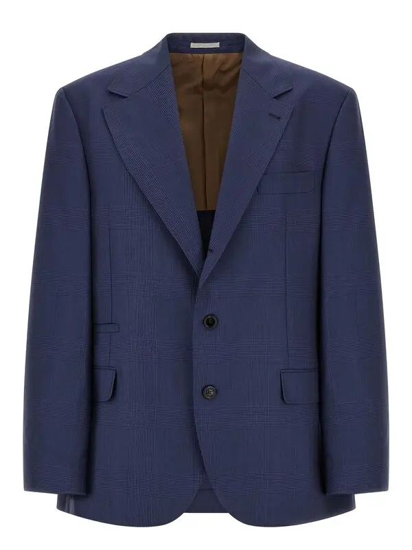 Brunello Cucinelli Prince Of Wales Blazer - Blue