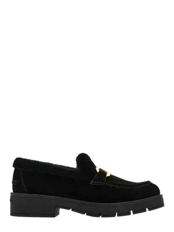 FERRAGAMO Moccasins With Gancini Ornament - Black