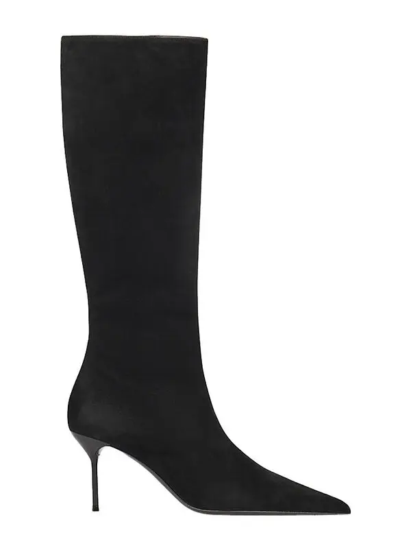 Paris Texas Lidia Suede Knee High Boots - Black