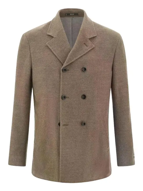 Boggi Milano Double-breasted Blazer In Extrafine Wool - Brown
